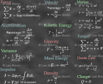 Physics Formulas in Chalkboard wallpaper - jabiroo - Spoonflower