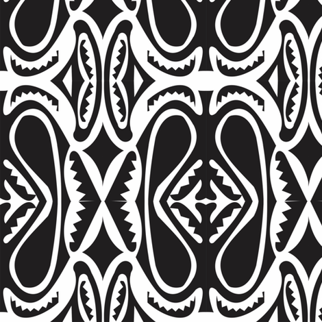 Modern_Sepik_black_white fabric - malolo - Spoonflower