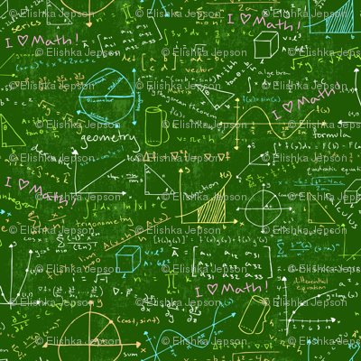Math Lessons (Green Chalkboard) fabric - robyriker - Spoonflower
