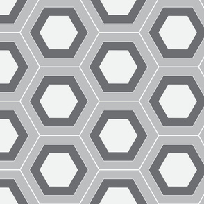 Layered Hexagons Gray White - Spoonflower
