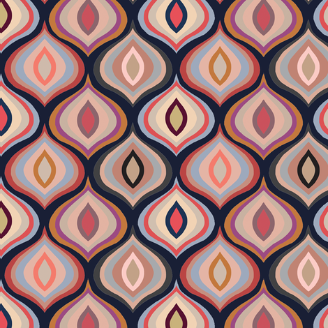 Midnight Ogee print fabric - mariden - Spoonflower