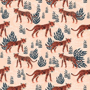 safari tiger // blush coral tropical - Spoonflower