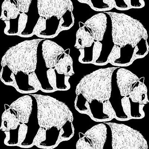 Scratchboard Pandas - Spoonflower