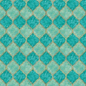 Turquoise Quatrefoil - Seamless - Medium - Spoonflower