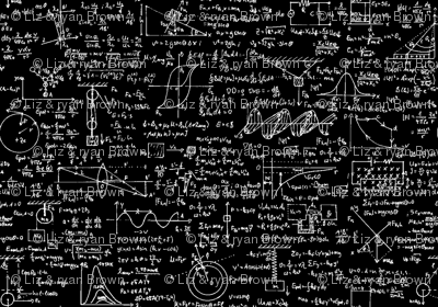 Physics Equations on Chalkboard fabric - thin_line_textiles - Spoonflower