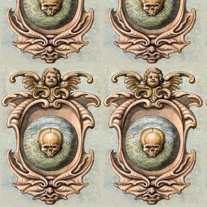 skulls grotesque cherubs angels heads - Spoonflower