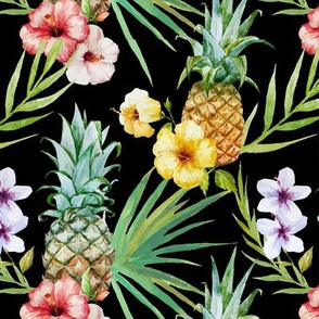 Tropical Hawaii Watercolor Pineapple - Spoonflower