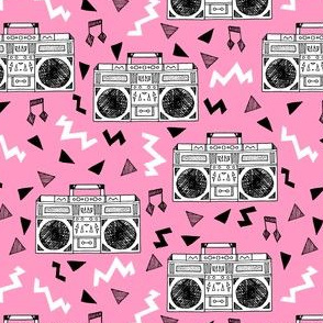 boombox // 80s music pink 80s fabric 80s - Spoonflower