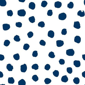 painted navy dot fabric cute nursery | Spoonflower
