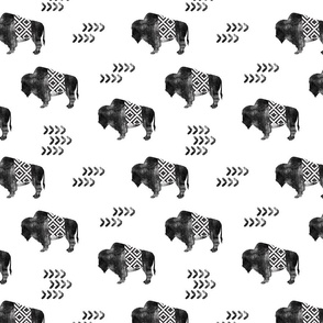 buffalo aztec - distressed || b&w - Spoonflower