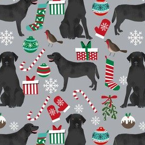 Black Lab christmas fabric cute black - Spoonflower