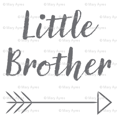 little-brother with-arrow-cursive fabric - lilcubby - Spoonflower