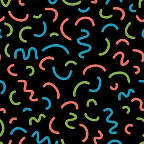 memphis fabric orange shapes 80s 90s rev - Spoonflower