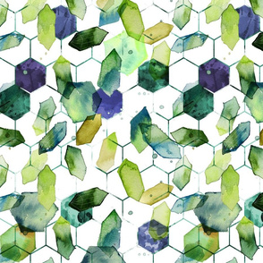 watercolor jade hexagons | Spoonflower