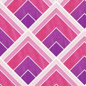 Purple and Pink, Square Art Deco Pattern - Spoonflower