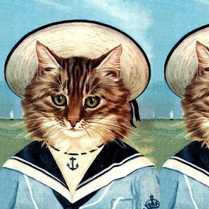 cats Maine Coon sailors sailing boats - Spoonflower