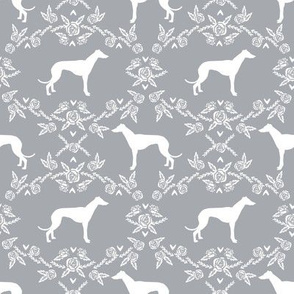 Greyhound floral silhouette dog fabric - Spoonflower