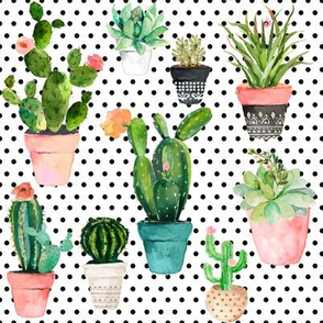 8" Cactus Obsession /Black & White / - Spoonflower