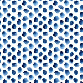 Watercolor blue dots mini - Spoonflower