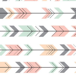 Fletching Arrows // Pink,Grey,Mint,Peach - Spoonflower