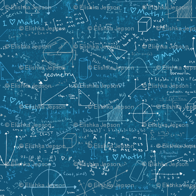 Math Lessons (Teal) fabric - robyriker - Spoonflower