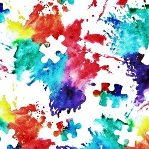 autism awareness watercolor splatter - Spoonflower