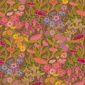 Woodcut Garden {Cloisonne} - Spoonflower