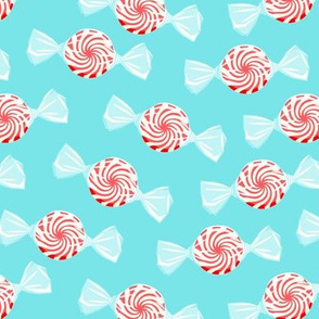 peppermint candy - red on blue - Spoonflower