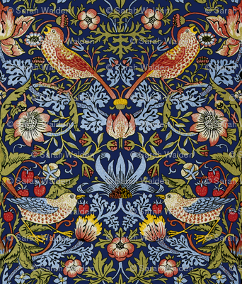 William Morris ~ Strawberry Thief ~ Bright Blue ~ Medium fabric ...