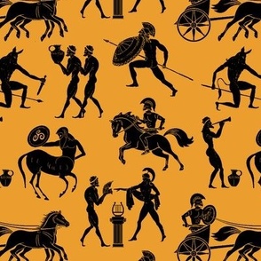 Greek Figures on Orange - Spoonflower