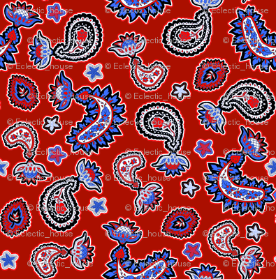 Red White and Blue Paisley fabric - eclectic_house - Spoonflower