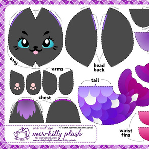 Cut & Sew Black Mer-kitty Plush - Spoonflower