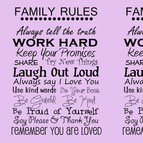 complete family rules purple - Spoonflower