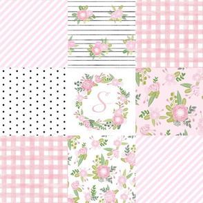 monogram quilt letter S girls pink - Spoonflower