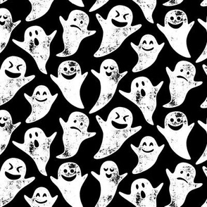 ghost on black - halloween - Spoonflower