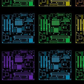 Rainbow Motherboard Outlines 01 - Spoonflower