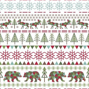 FS Winter Fair Isle Moose and Bear - Spoonflower