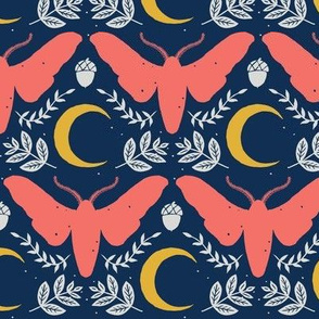 Large Moth and Moon-Blush - Spoonflower
