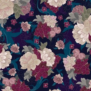 Moody Floral Peonies - Spoonflower