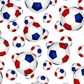 Red white and blue soccer balls pattern - Spoonflower