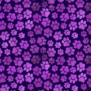 Purple Paw Prints - Spoonflower