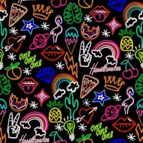 Neon signs fabric - neon, cactus, - Spoonflower