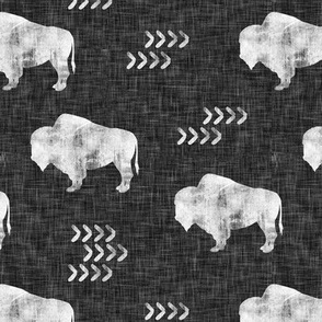 (2" scale) distressed buffalo on dark | Spoonflower