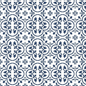 Greek tile navy blue encaustic tile - Spoonflower