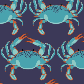 Blue Crab Jubilee // JUMBO NAVY - Spoonflower