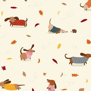 Dachshund Sweater Weather (small scale) - Spoonflower