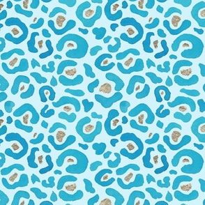 Blue watercolour animal cheetah print - Spoonflower