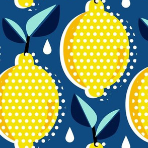 Lemon Fresh - Classic Blue Large Scale - Spoonflower
