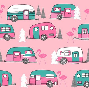 LARGE vintage camper // pink and - Spoonflower