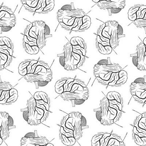 Brain Diagrams Vintage Art Pattern - Spoonflower